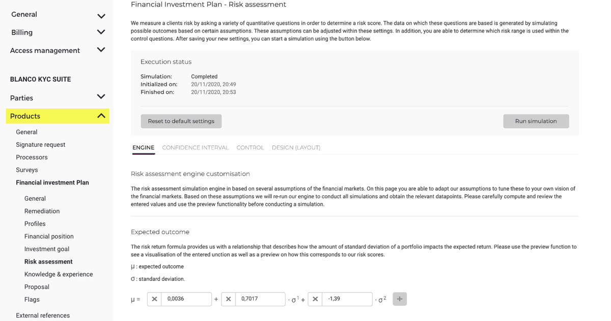 Updated FIP risk-return formula • Blanco